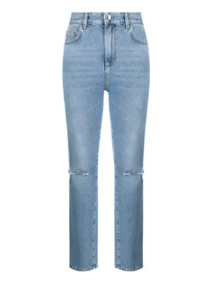 Liu Jo Ripped Straight Leg Jeans - Blue