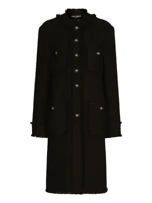 Dolce & Gabbana Single-breasted Tweed Coat - Black