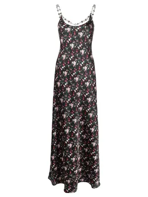 Rabanne Floral-print Chain-link Maxi Dress - Black