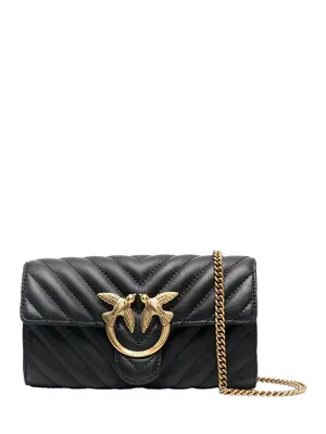 Pinko Logo-plaque Matelassé Shoulder Bag - Black