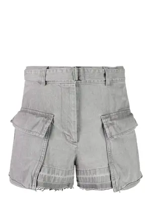 Sacai Belted-waist High-waisted Shorts - Grey