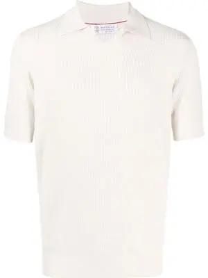 BRUNELLO CUCINELLI Ribbed Knit Polo Shirt