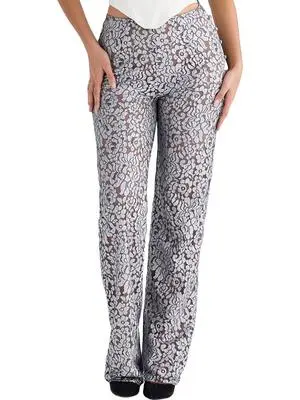 House Of Cb Mara Floral Lace Trousers - Silver