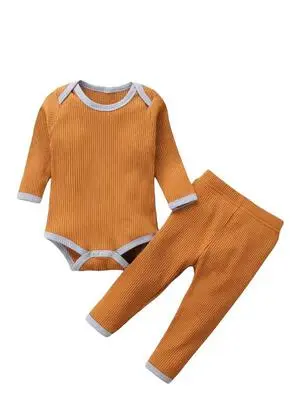 ASHMI & CO. Rowan Long Sleeve Bodysuit & Leggings Set - Brown