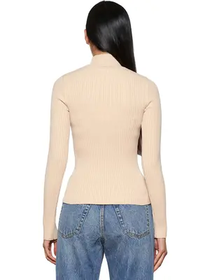 COURRÃ¨GES Reedition Rib Knit Mockneck Sweater Sand