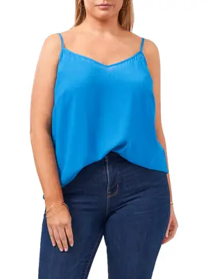 1.State 1.STATE Sheer Inset Camisole Marina Blue