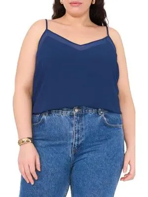 1.State 1.STATE Sheer Inset Camisole Tidal Navy