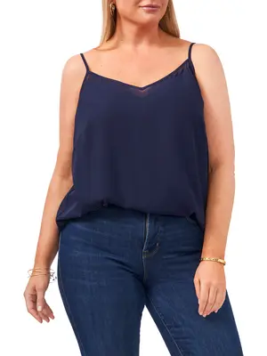 1.State 1.STATE Sheer Inset Camisole Twilight Navy