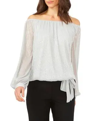 Chaus Metallic Off-the-shoulder Blouse - Silver