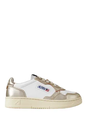 AUTRY Medalist Low Metallic Leather Sneakers - Gold