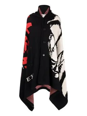 Philosophy Di Lorenzo Serafini Intarsia-knit Hooded Cape - Black