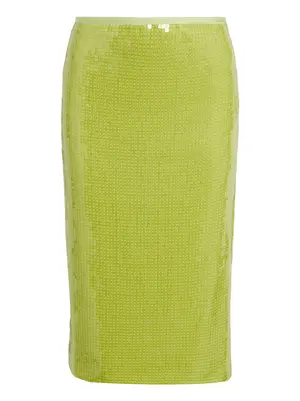 Helmut Lang Sequined Mesh Midi Skirt - Lime Green