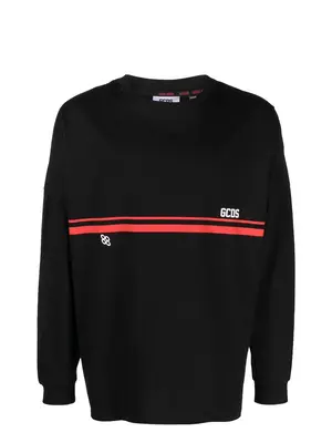 Gcds Logo-print Striped Sweatshirt - Black