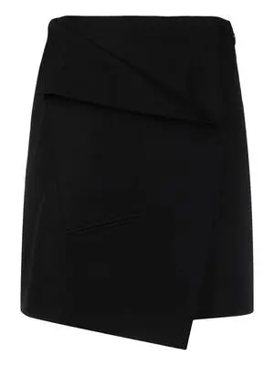 Alexander McQueen Asymmetric Wool Miniskirt - Black