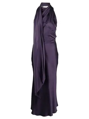 Matériel Halterneck Midi Dress - Purple
