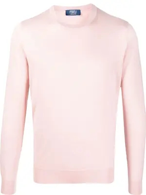 Fedeli Ribbed Crew Neck Jumper - Pink
