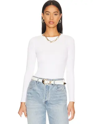 Enza Costa Textured Knit Crew Top - White