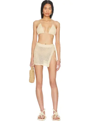 Superdown Monae Crochet Skirt Set - Nude