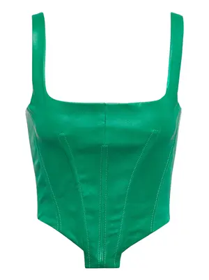 Stouls Bella Leather Corset Top - Green