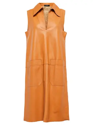 JOSEPH Berwick Leather Midi Dress - Brown
