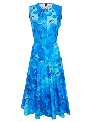 Marni Printed Cotton Midi Dress - Blue