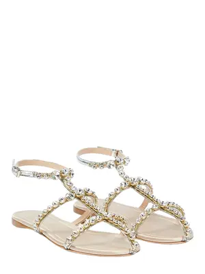 Giambattista Valli Maharani Embellished Leather Sandals - Silver