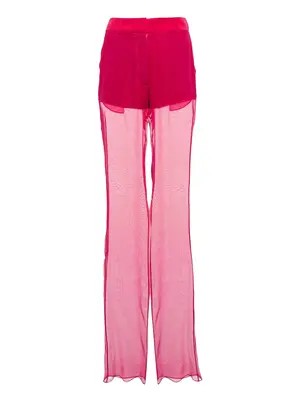 NENSI DOJAKA Mid-rise Wide-leg Silk Pants - Pink