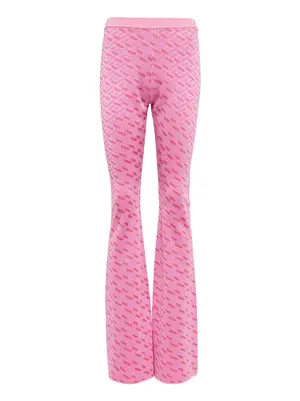 Versace La Greca Jacquard Silk-blend Flared Pants - Pink