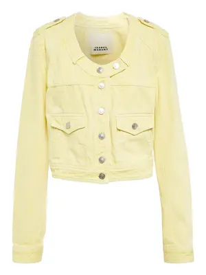 Isabel Marant Valene Cropped Denim Jacket - Yellow