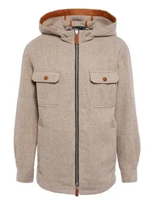 Giorgio Armani Hooded Virgin Wool Blouson - Beige
