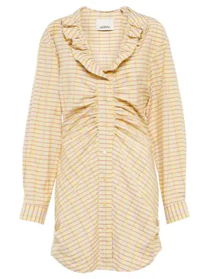 Isabel Marant Checked Cotton And Silk Minidress - Yellow