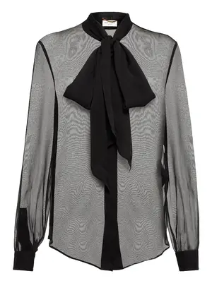 Saint Laurent Lavallière Silk Blouse - Black