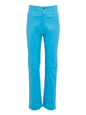 Stouls Terry High-rise Straight Leather Pants - Blue
