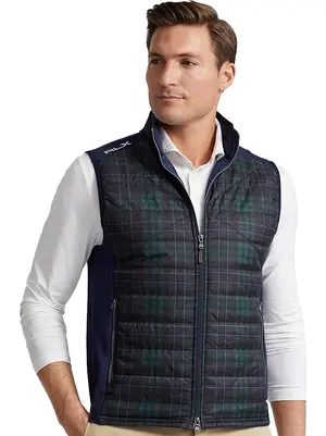 Ralph Lauren Hybrid Mockneck Vest Navy/clubhouse Plaid