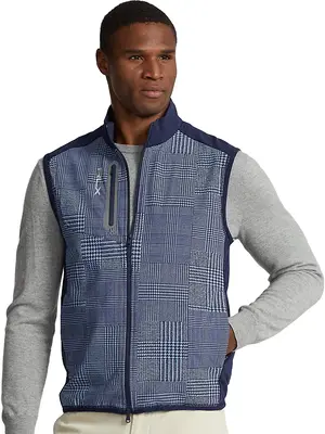 Ralph Lauren Hybrid Mockneck Vest Navy/powder Glenplaid