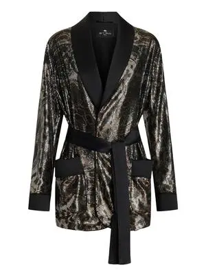 Etro Metallic Tie-waist Blazer - Black