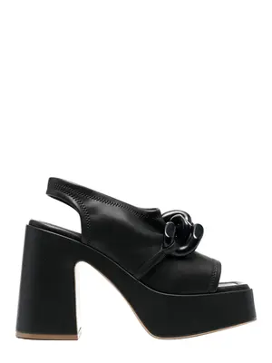 Stella McCartney 125mm Chain-link Block Heel Sandals - Black
