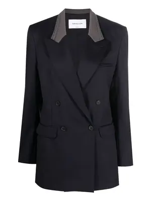 Fabiana Filippi Contrast-collar Double-breasted Blazer - Blue