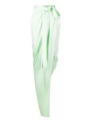 Alex Perry Satin-finish Asymmetric Long Skirt - Green