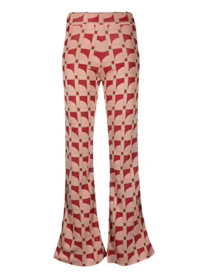 PAULA Moonstone Flared Jacquard Trousers - Pink