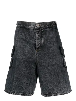 Balmain Acid-wash Denim Shorts - Blue