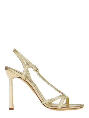 FERRAGAMO Gancini 105mm Metallic Leather Sandals - Gold