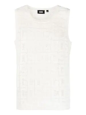 Gcds Monogram Macramé Tank Top - Neutrals