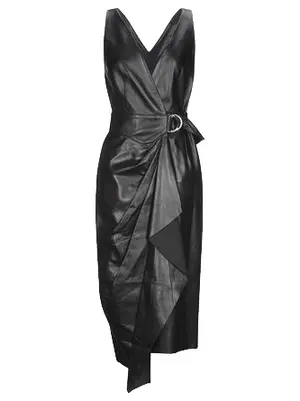Isabel Marant Midi Leather Wrap Dress - Black