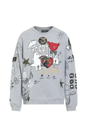 Dolce & Gabbana Crewneck Sweatshirt With Embroidered Logo - Grey