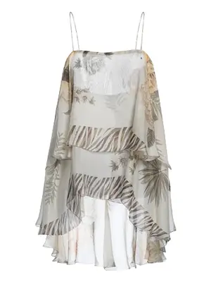 ANNA MOLINARI Floral Print Silk Top - Beige