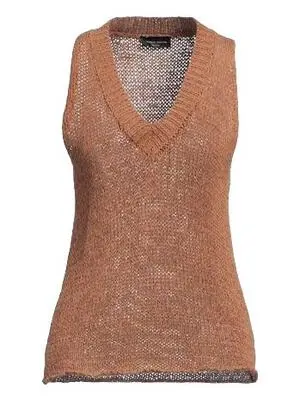 ROBERTO COLLINA Sleeveless V-neck Knit Top - Brown
