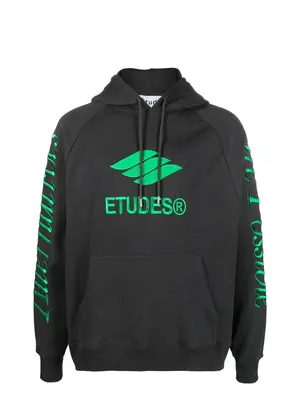 ÉTUDES STUDIO Racing Eco Logo-embroidered Hoodie - Black