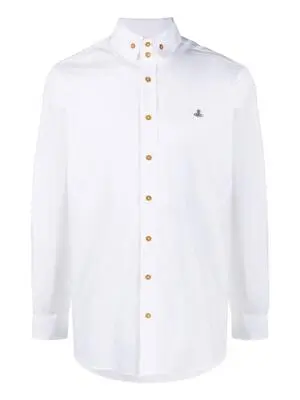 VIVIENNE WESTWOOD Embroidered-orb Poplin Shirt - White