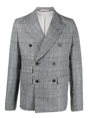 Kenzo Checked Double-breasted Blazer - Grey